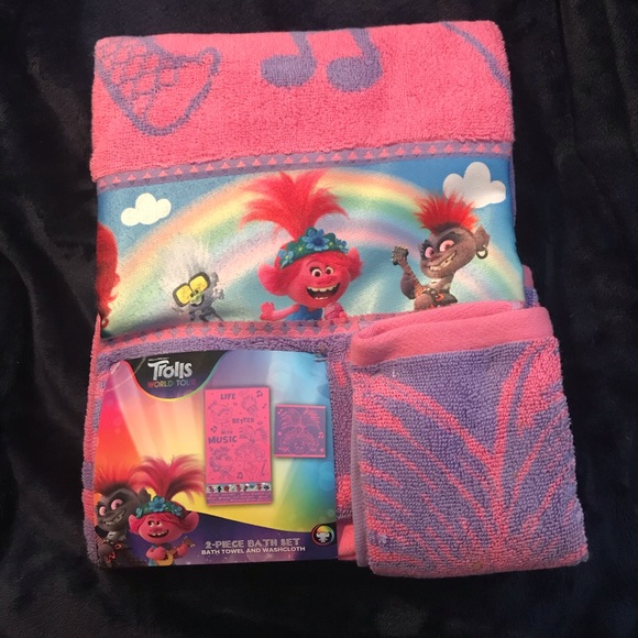 Dreamworks | Bath | 2pc Trolls Whoa We Go Bath Towel And Washcloth Set ...